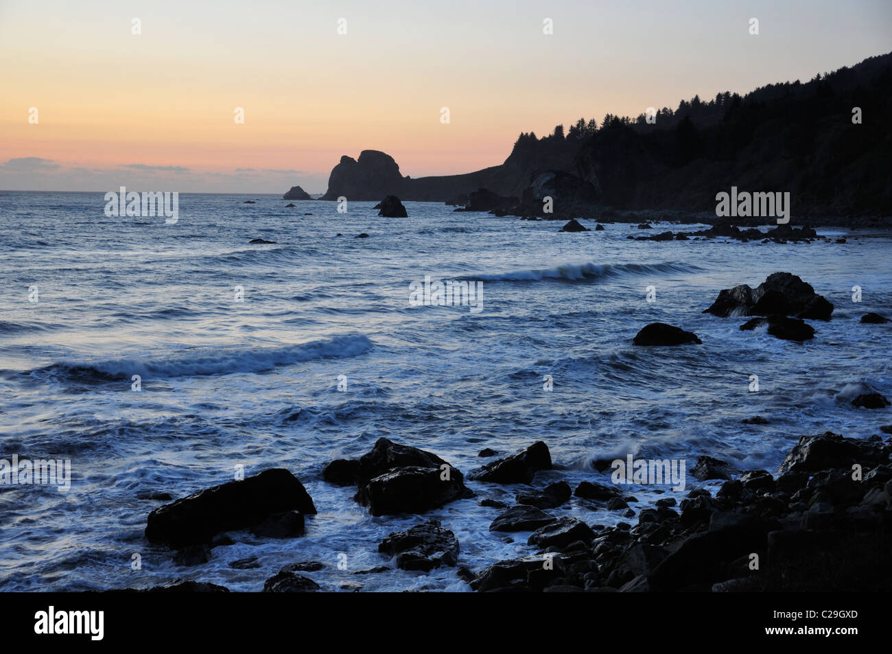 Sunset at the ocean coast, Northern California, USA Stock Photo - Alamy