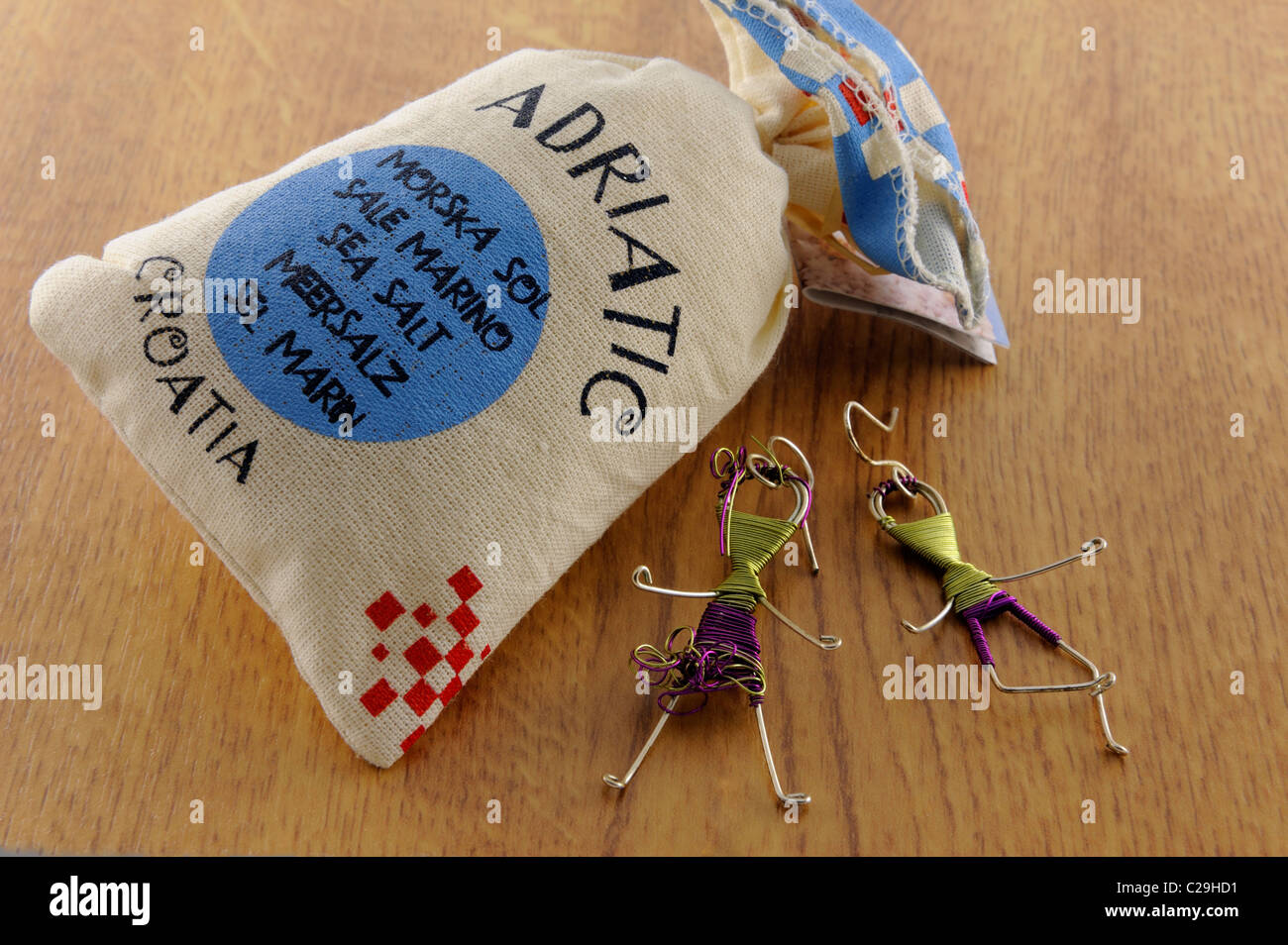 Souvenirs from the old town of Dubrovnik. Adriatic sea salt and lovely ...