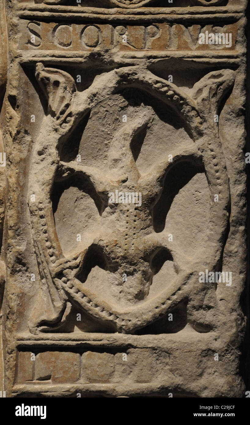 SCORPIO LIBRA panel from Column of the Zodiac Roman Pillar dates from ...