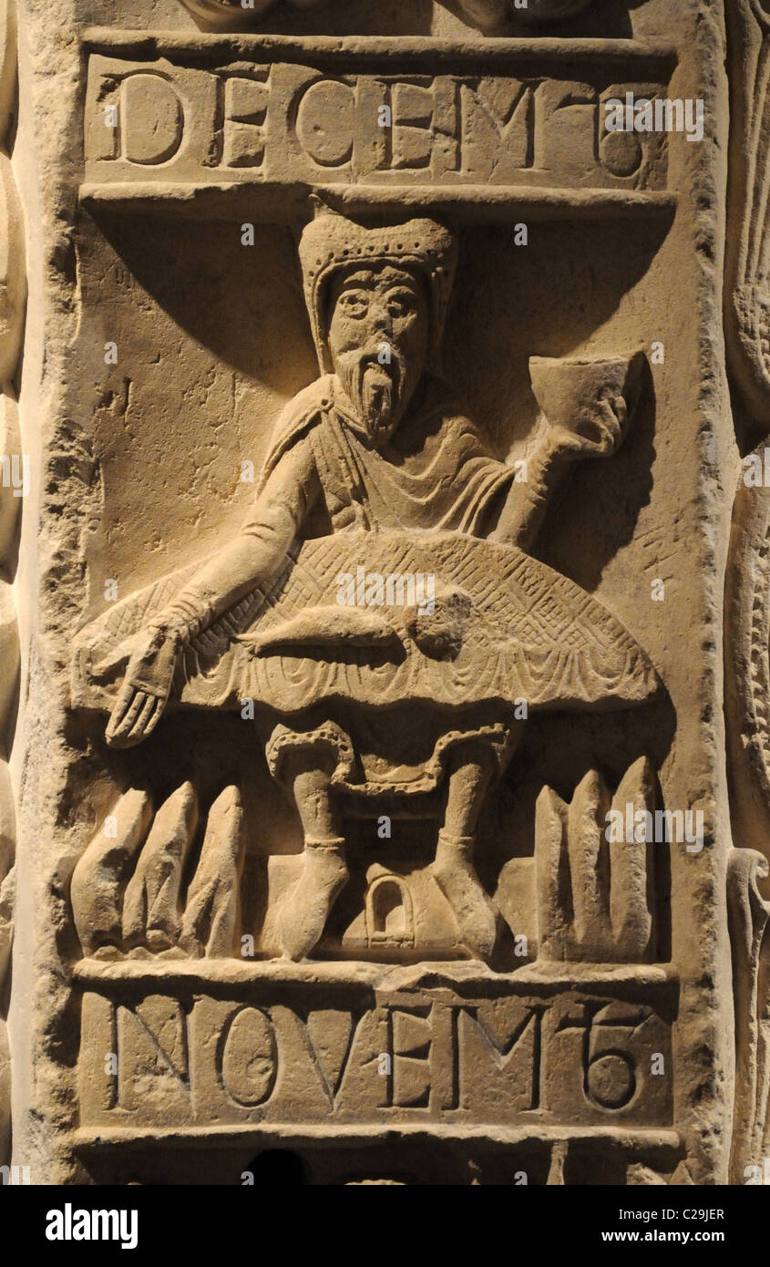 DECEMBER NOVEMBER panel from Column of the Zodiac Roman Pillar dates ...