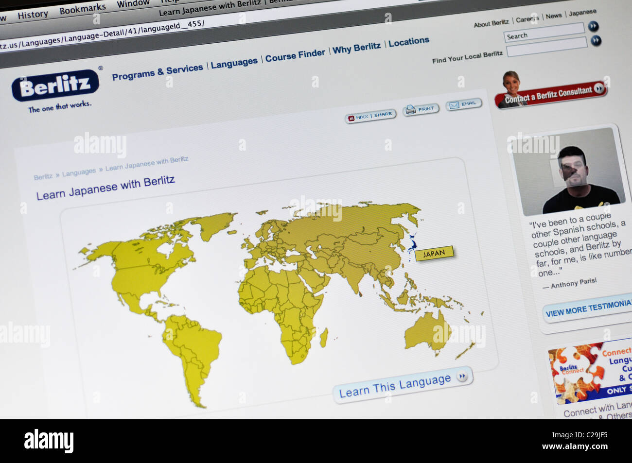 Berlitz language learning website - Japanese Stock Photo - Alamy