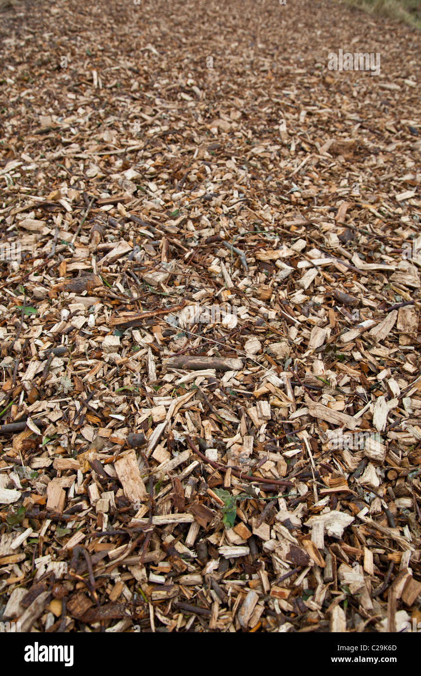 Wooden chips on road Stock Photo - Alamy