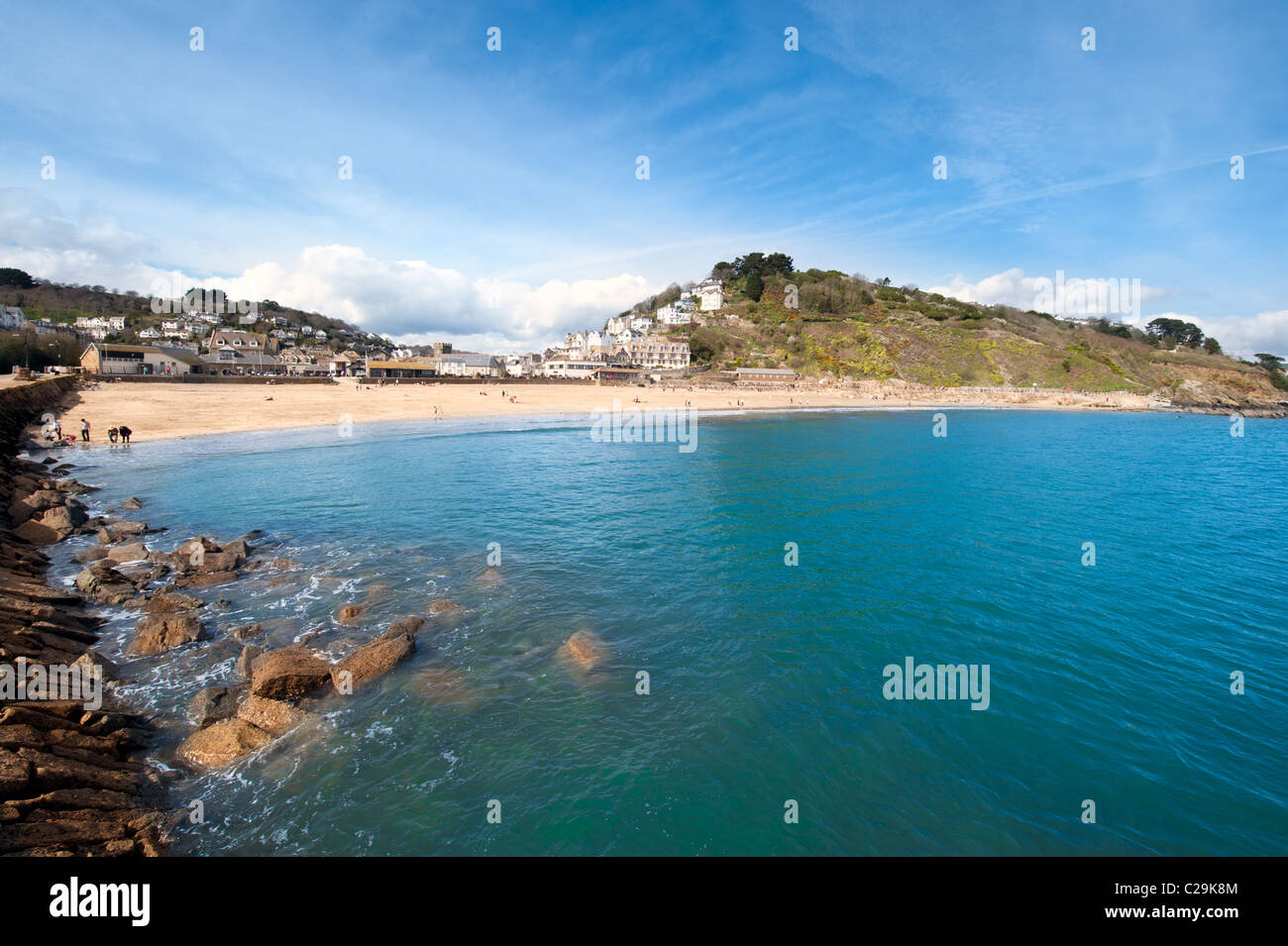 The sandy beach at Looe in Cornwall, UK on a sunny day Stock Photo - Alamy