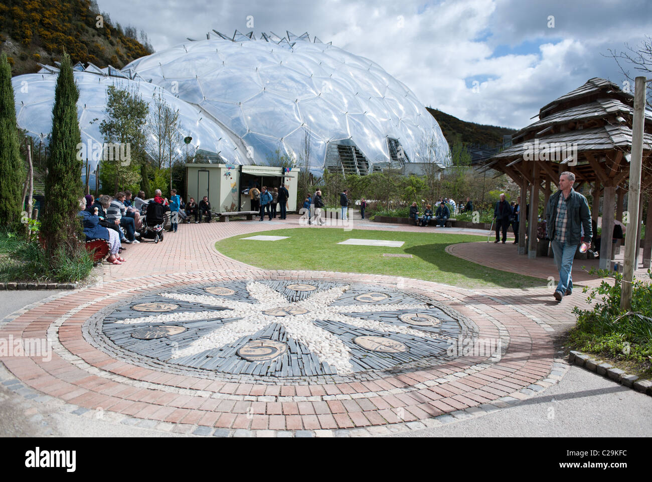 A Mosaic design in an eating area outside of the Eden Project tourist ...