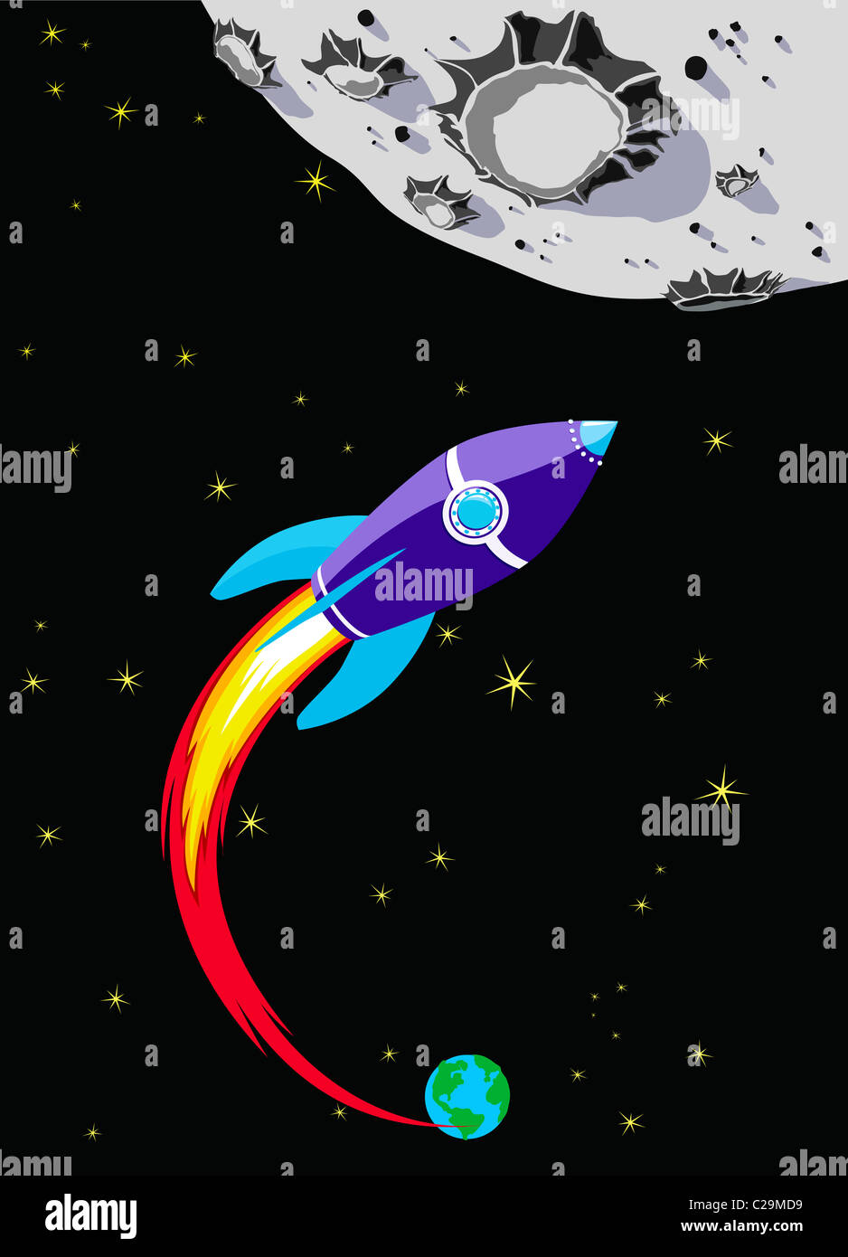 Rocket Spaceship to the Moon Stock Photo - Alamy
