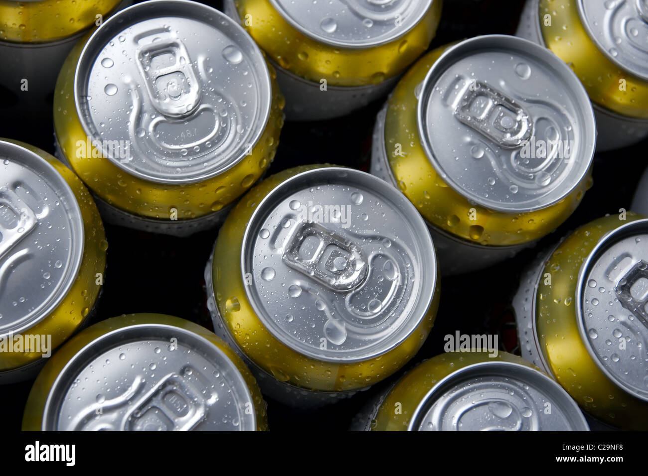 Cans of beer with condensation droplets Stock Photo - Alamy