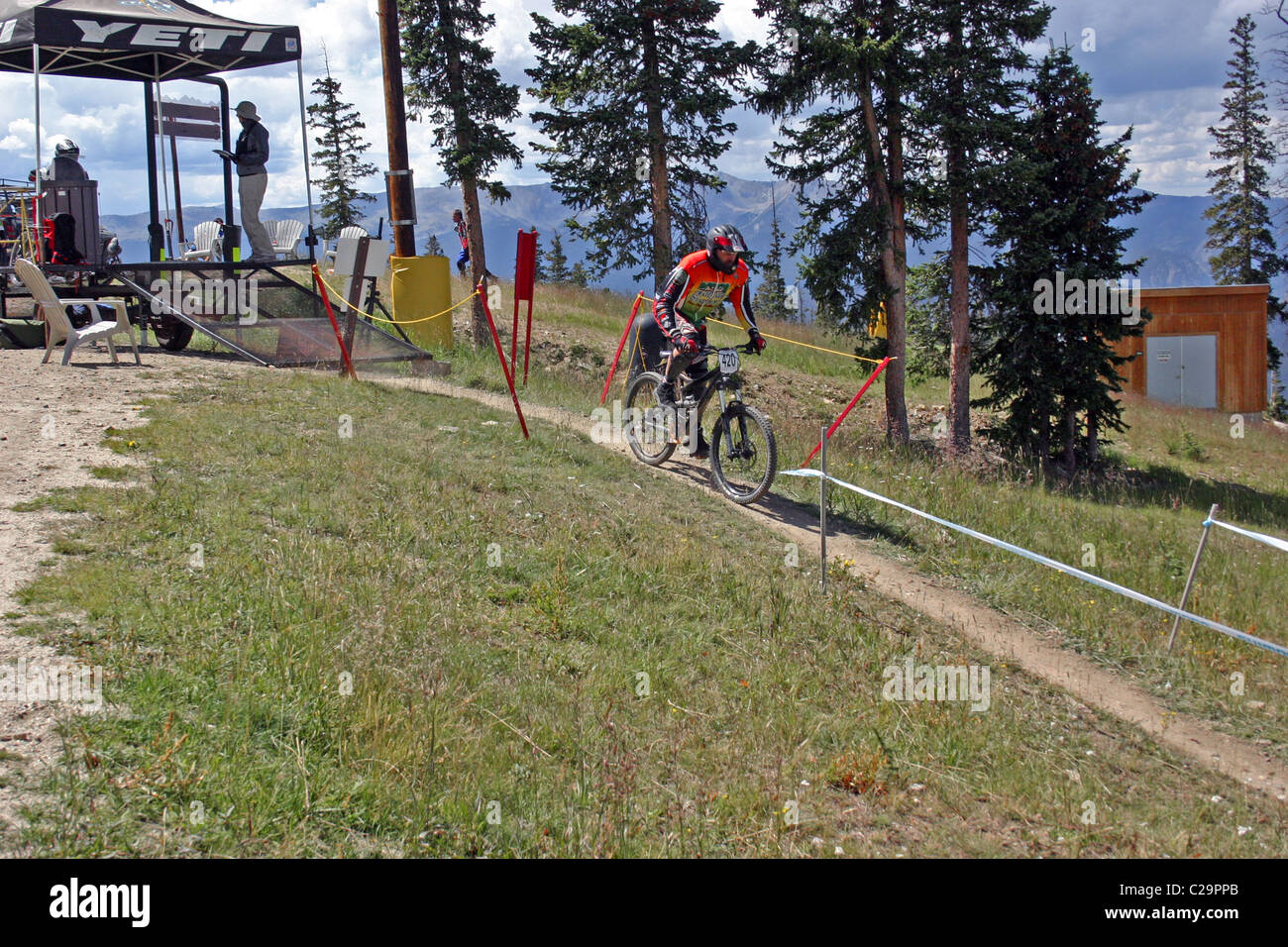 Start of a Mountain Bike downhill run Stock Photo - Alamy