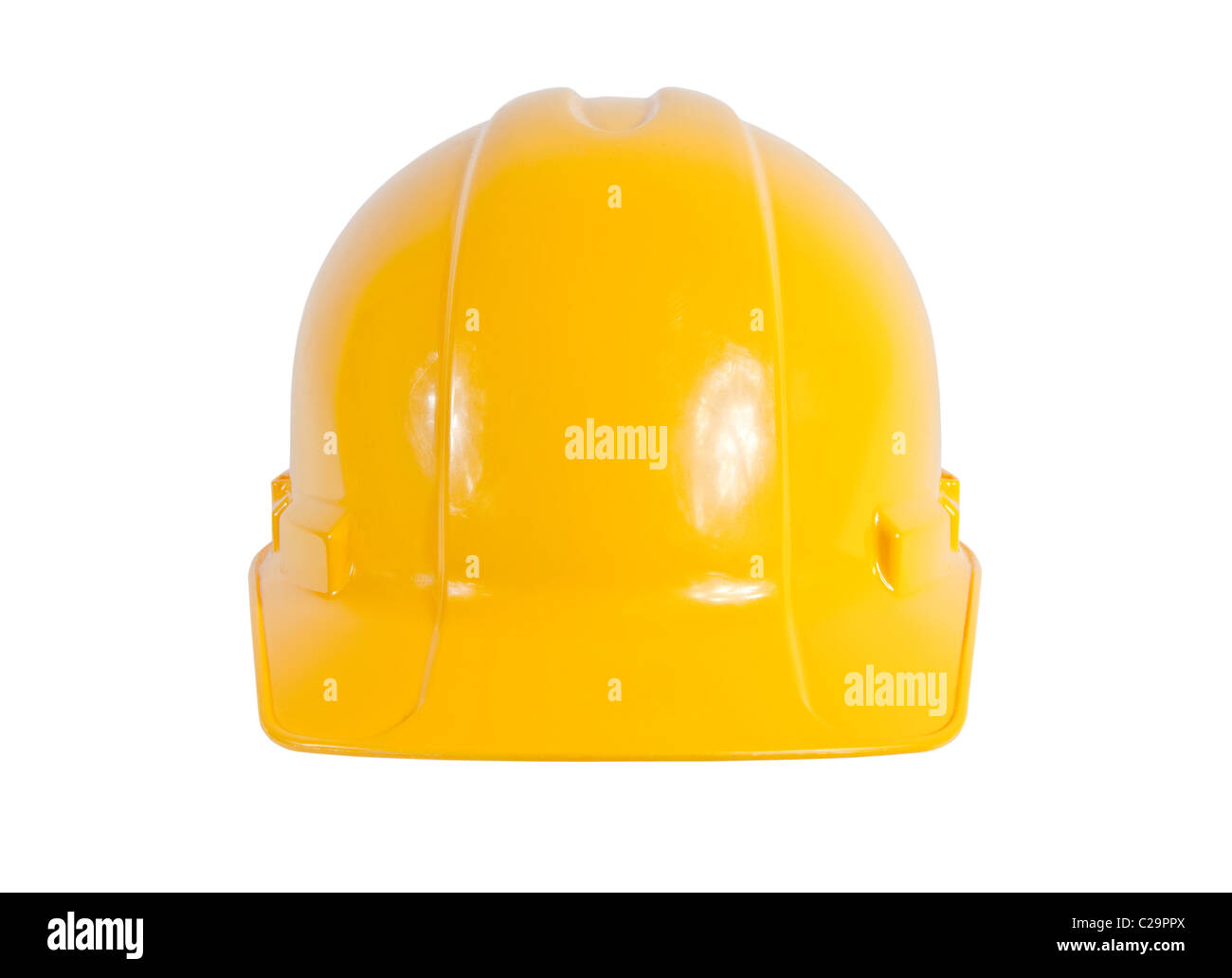 New yellow safety hard hat isolated on white Stock Photo - Alamy