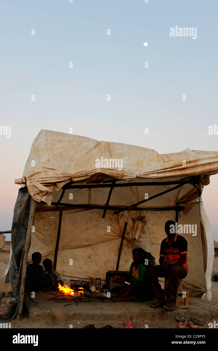 Cooking in tent Stock Photo - Alamy