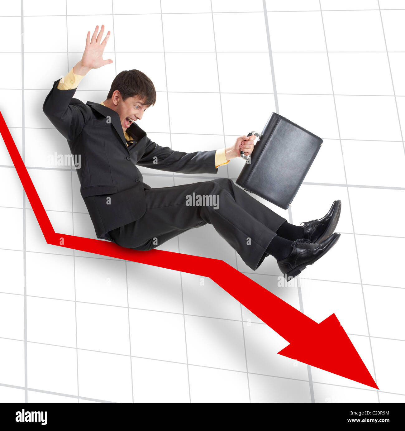 Man holding down arrow Cut Out Stock Images & Pictures - Alamy