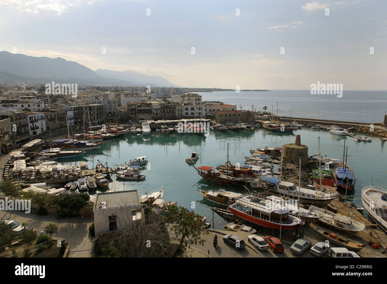 View from Kyrenia Fort, Kyrenia, Turkish Republic of Northern Cyprus ...