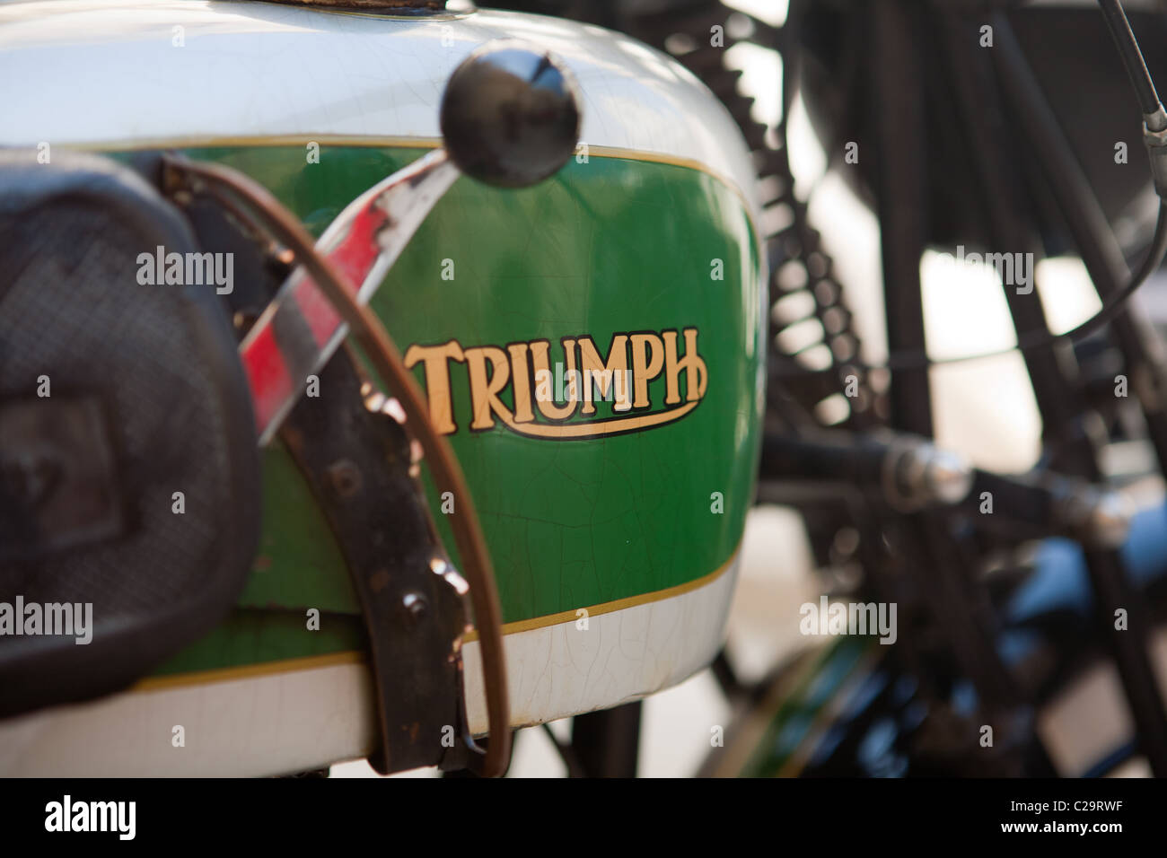 The fuel tank on a classic Triumph Motorcycle Stock Photo - Alamy