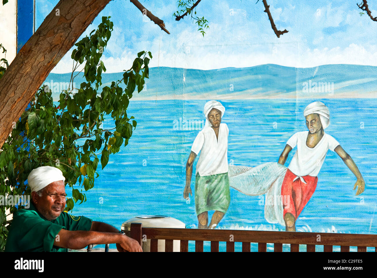 Mural outside Fish Market, Dubai, United Arab Emirates, Middle East ...