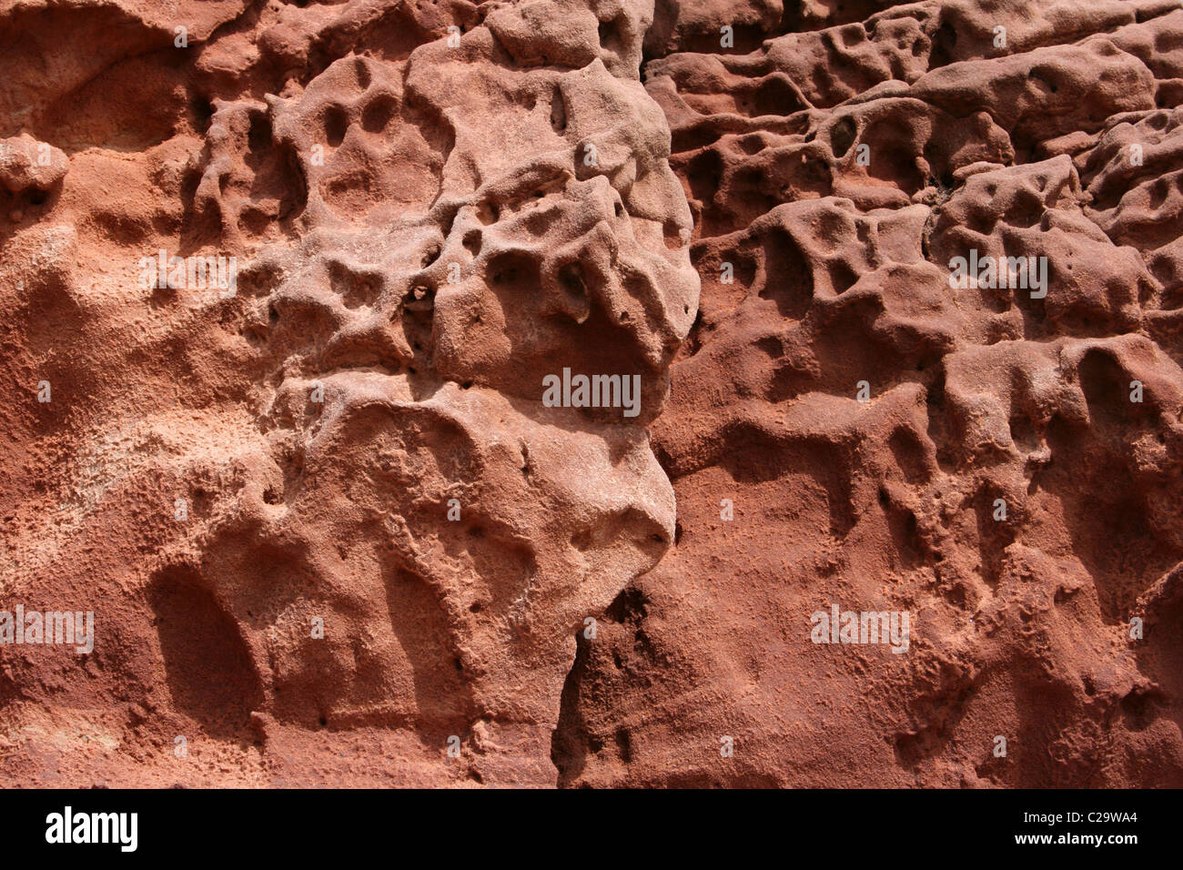 Wind Eroded Sandstone Cliff Face On Hilbre Island, Wirral, UK Stock ...
