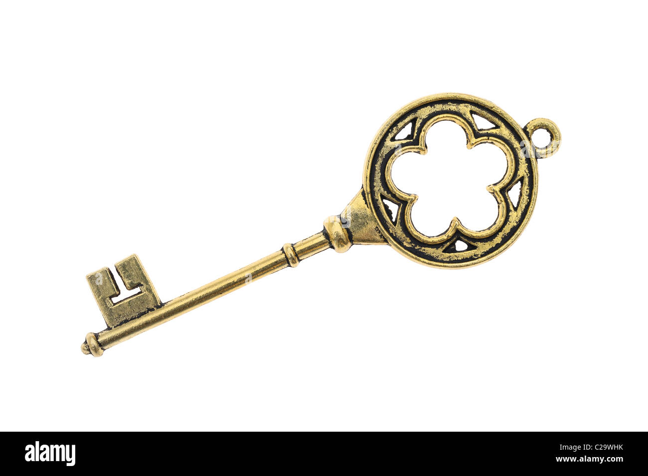 Old key isolated on white background Stock Photo - Alamy