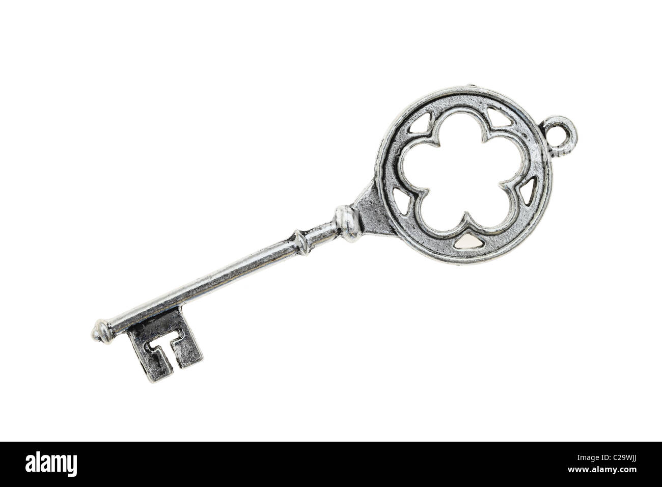 Old key isolated on white background Stock Photo - Alamy