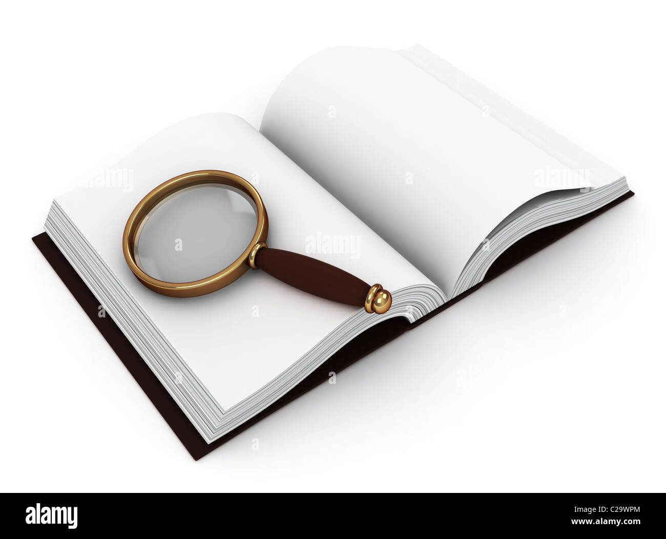 3D Illustration of a Book and a Magnifying Glass Stock Photo - Alamy