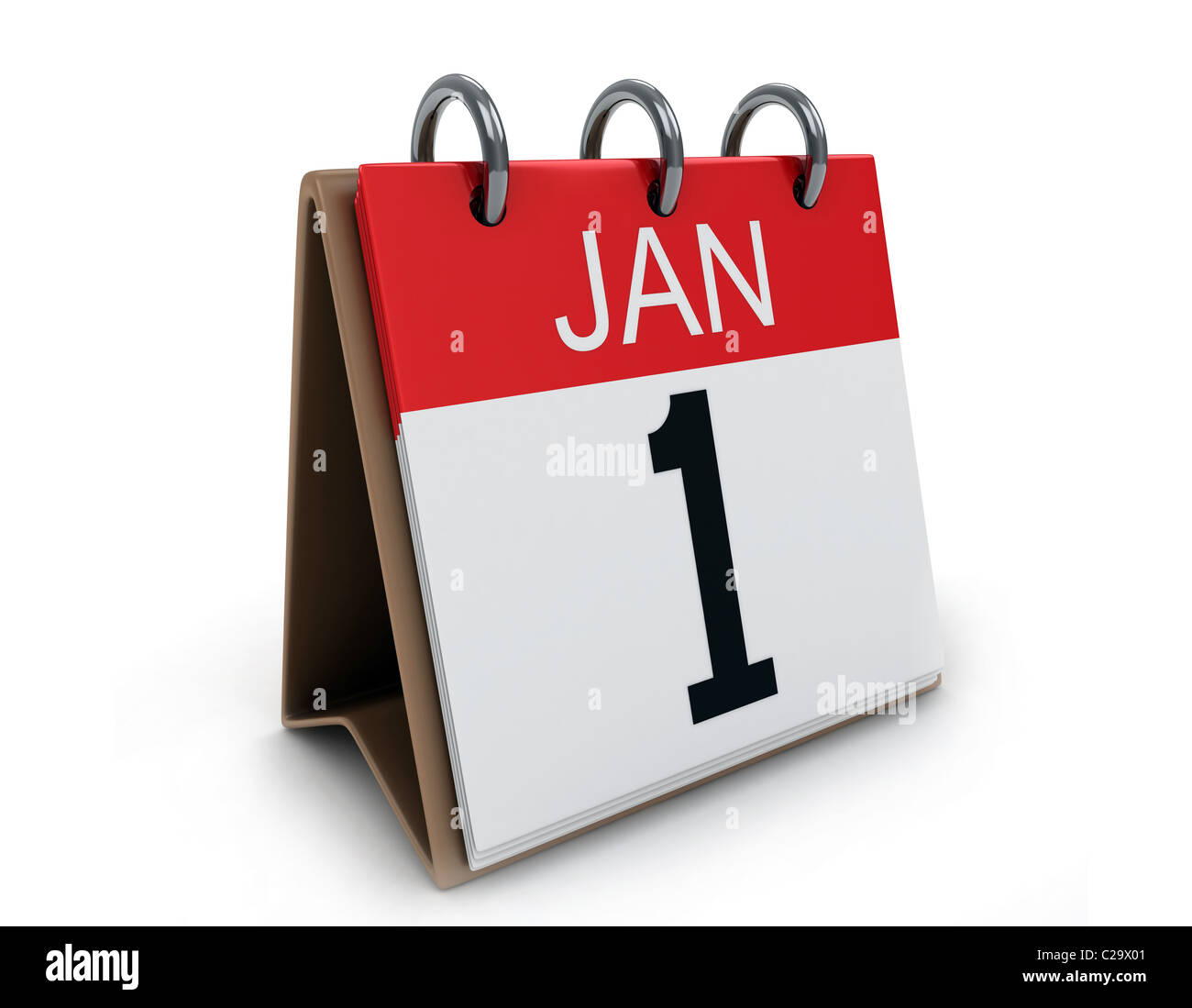 3D Illustration of a Desk Calendar on January 1 Stock Photo - Alamy