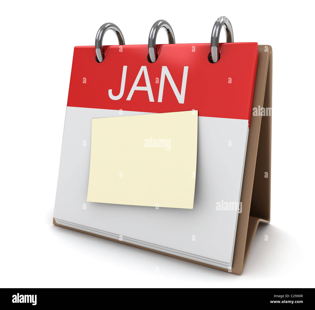 3D Illustration of a Calendar with a Sticky Note Attached Stock Photo ...