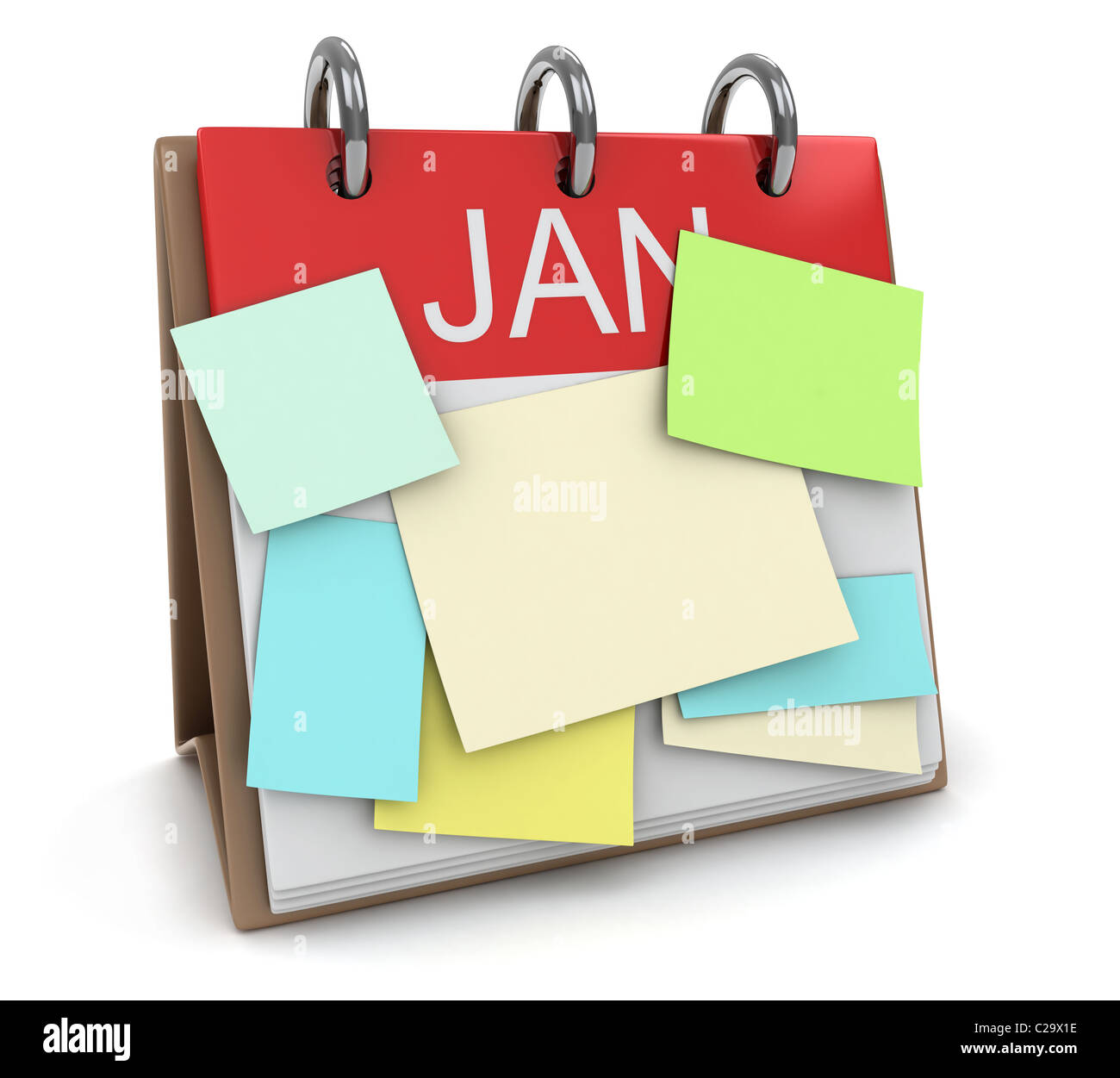 3D Illustration of a Calendar Filled with Sticky Notes Stock Photo - Alamy