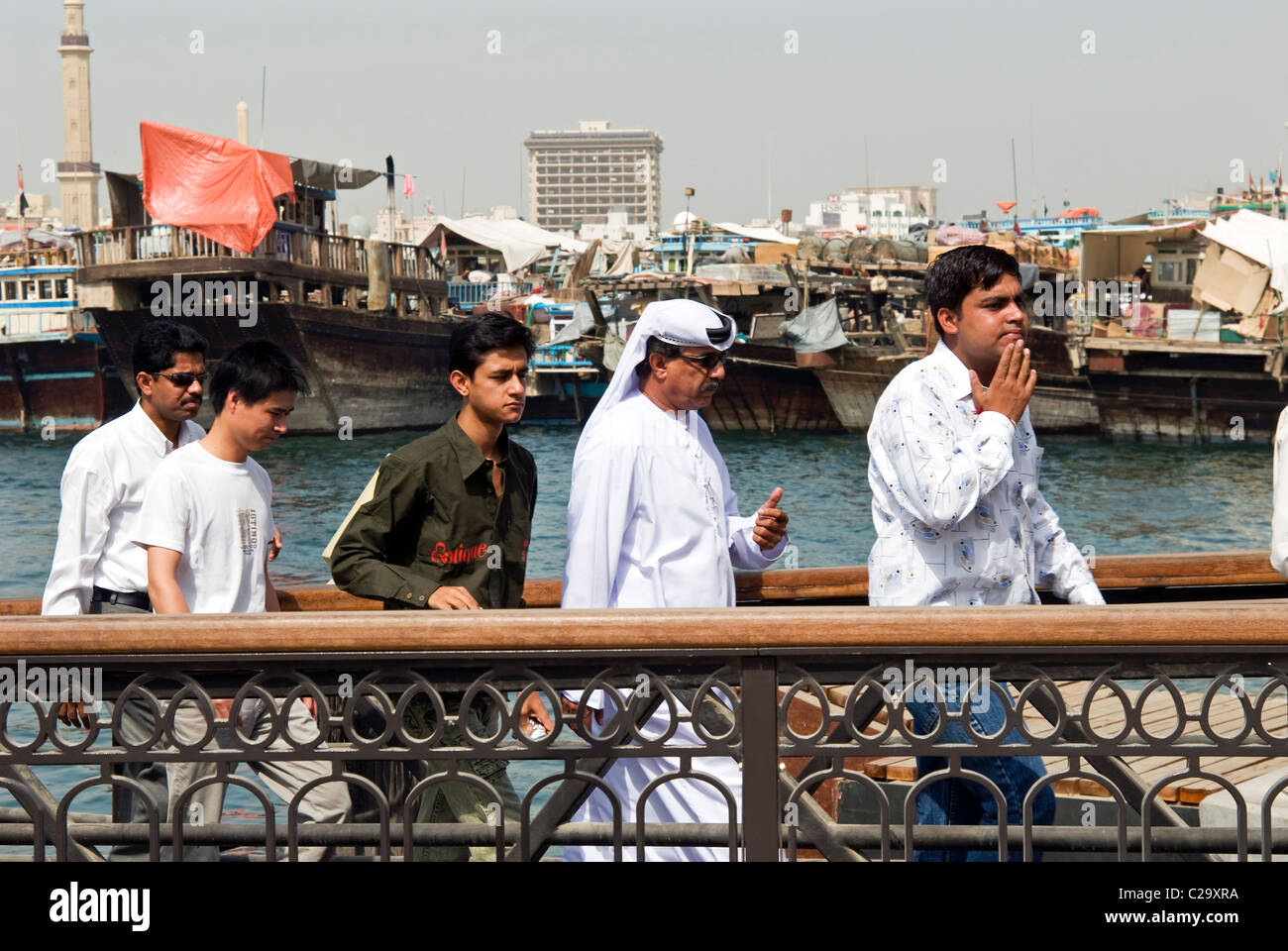 Dubai people at the Ferry, Dubai, United Arab Emirates, Middle East ...
