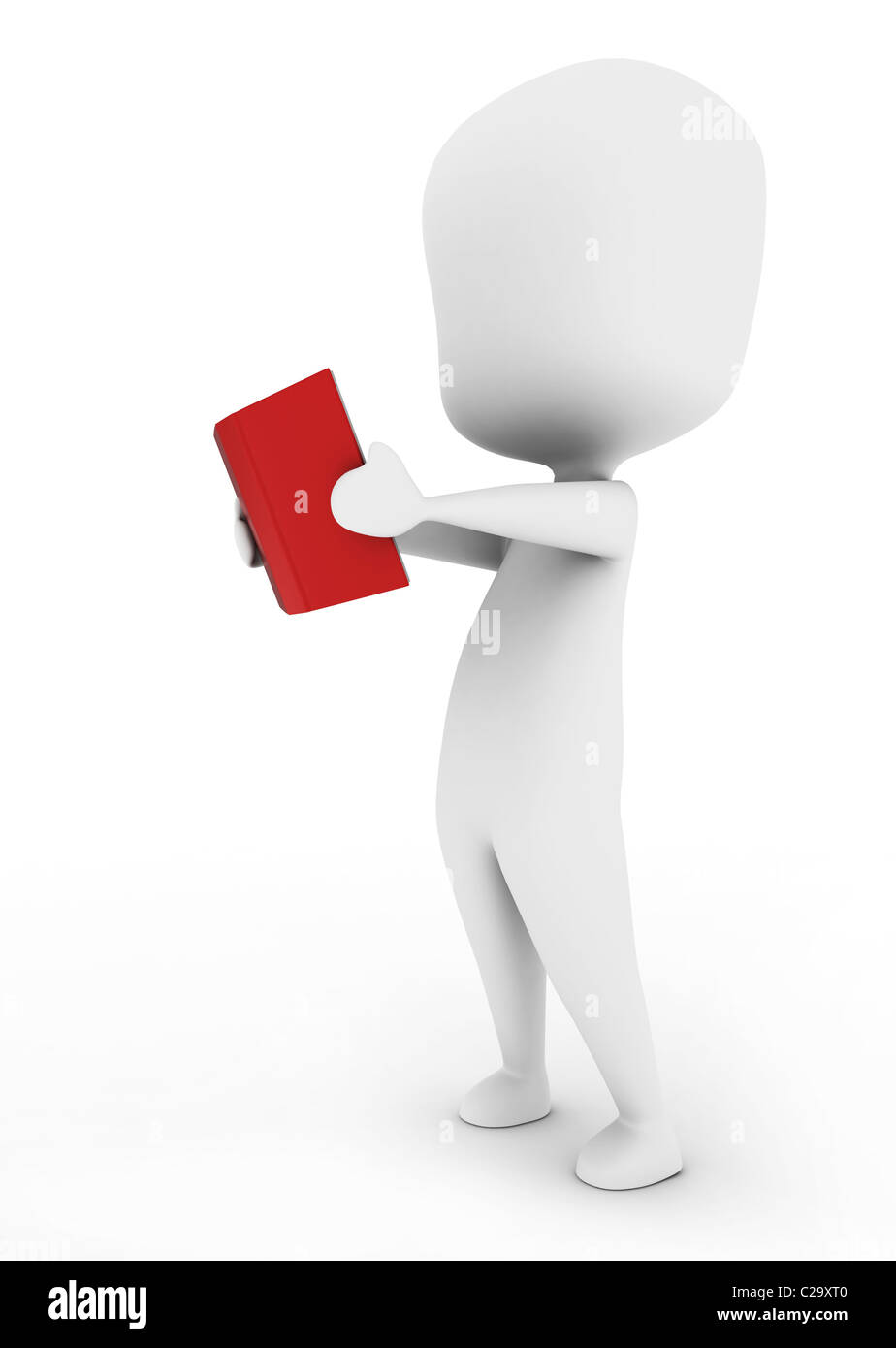 3D Illustration of a Man Inspecting the Content of a Book Stock Photo ...