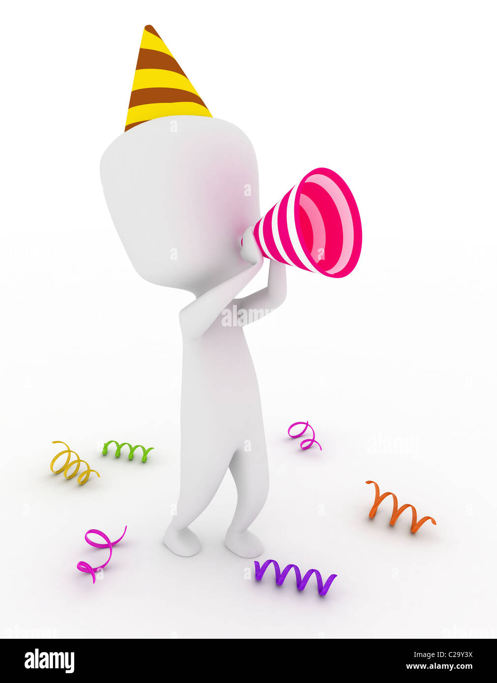 3D Illustration of a Party Man using makeshift Megaphone Stock Photo ...