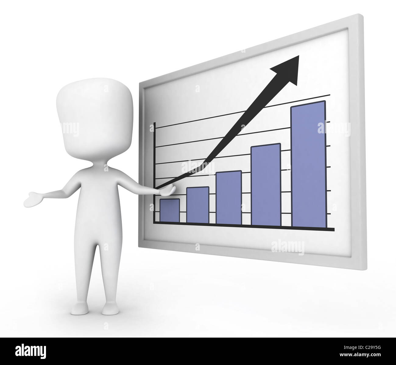 3D Illustration of a Man Explaining a Graph Stock Photo - Alamy