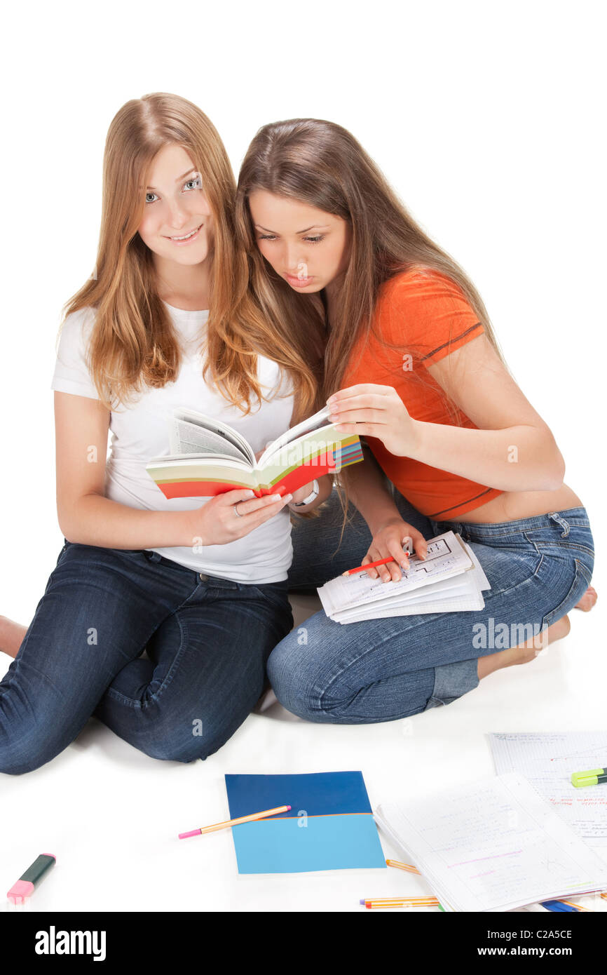 two young happy student gir Stock Photo - Alamy
