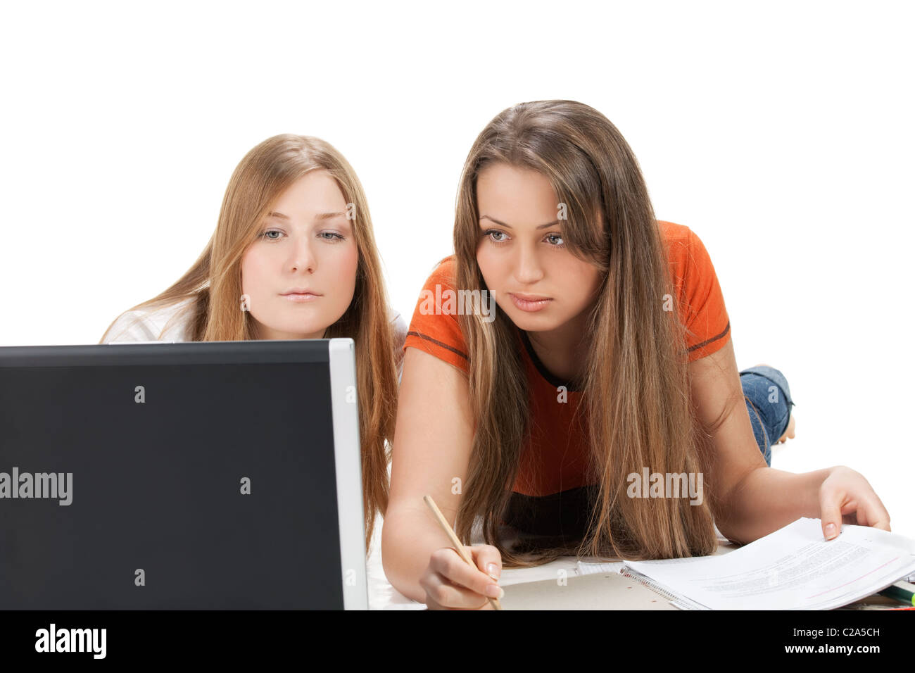 two young happy student girl Stock Photo - Alamy