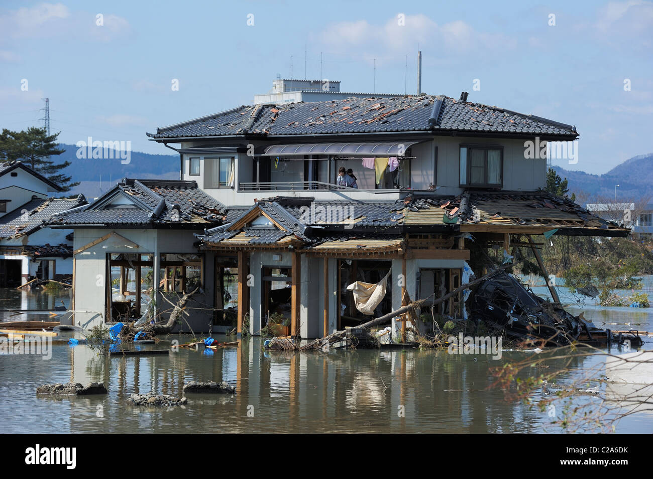 Mother and a child survived from the great earthquake and tsunami hit ...
