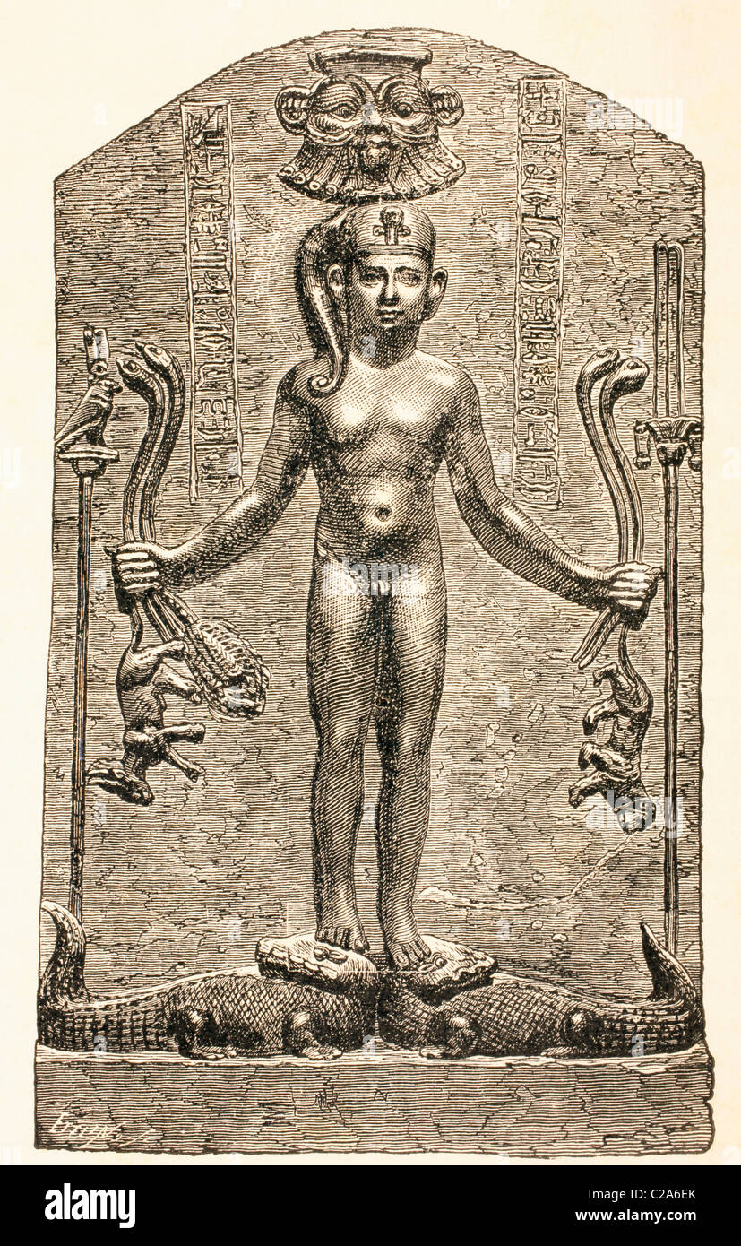 Harpokrates standing on crocodiles. Harpokrates was the ancient ...