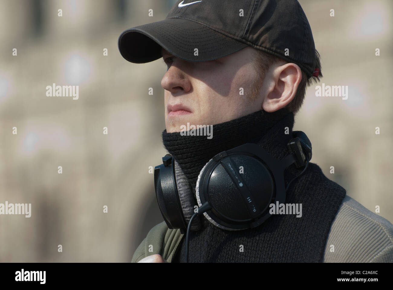 A guy with headphones Stock Photo - Alamy