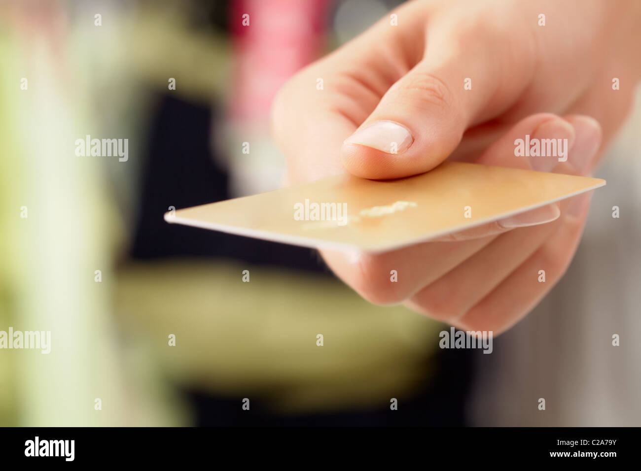 Macro image of plastic card in human hand Stock Photo - Alamy