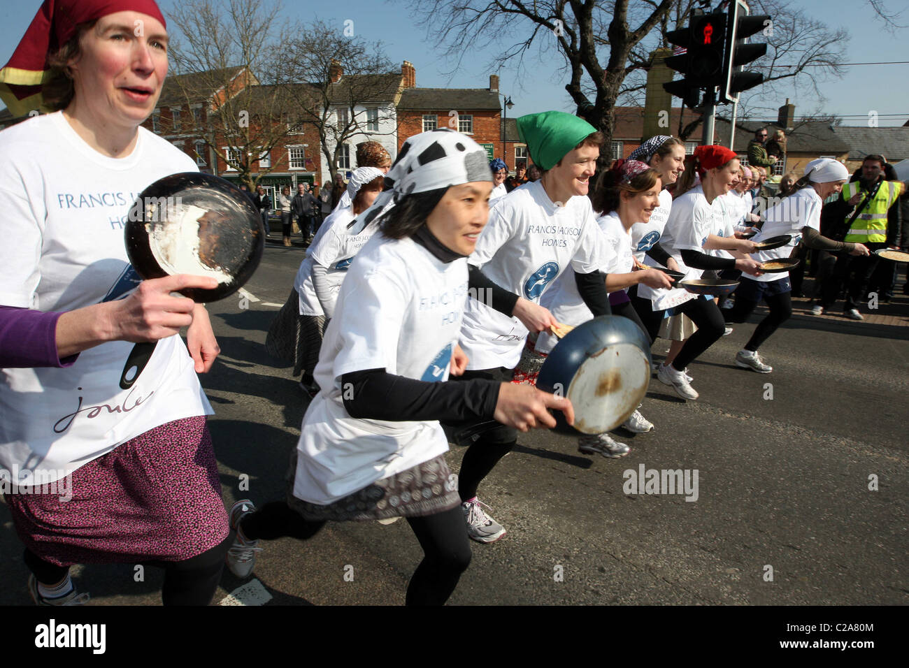 THE WORLDS OLDEST PANCAKE RACE IN OLNEY BUCKS Stock Photo - Alamy