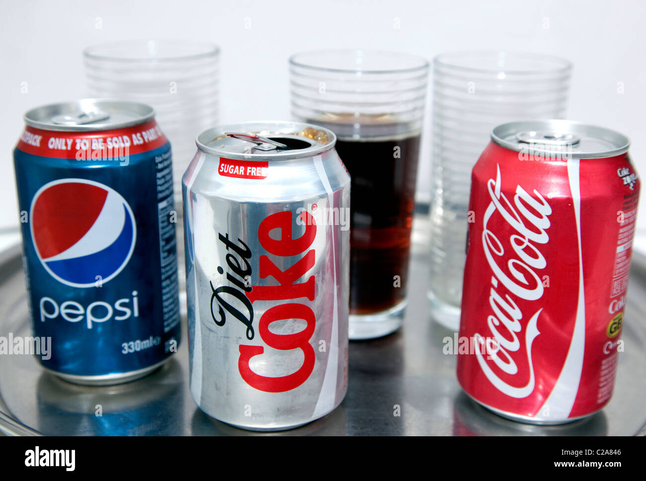 Cans of cola soft drinks, London Stock Photo - Alamy