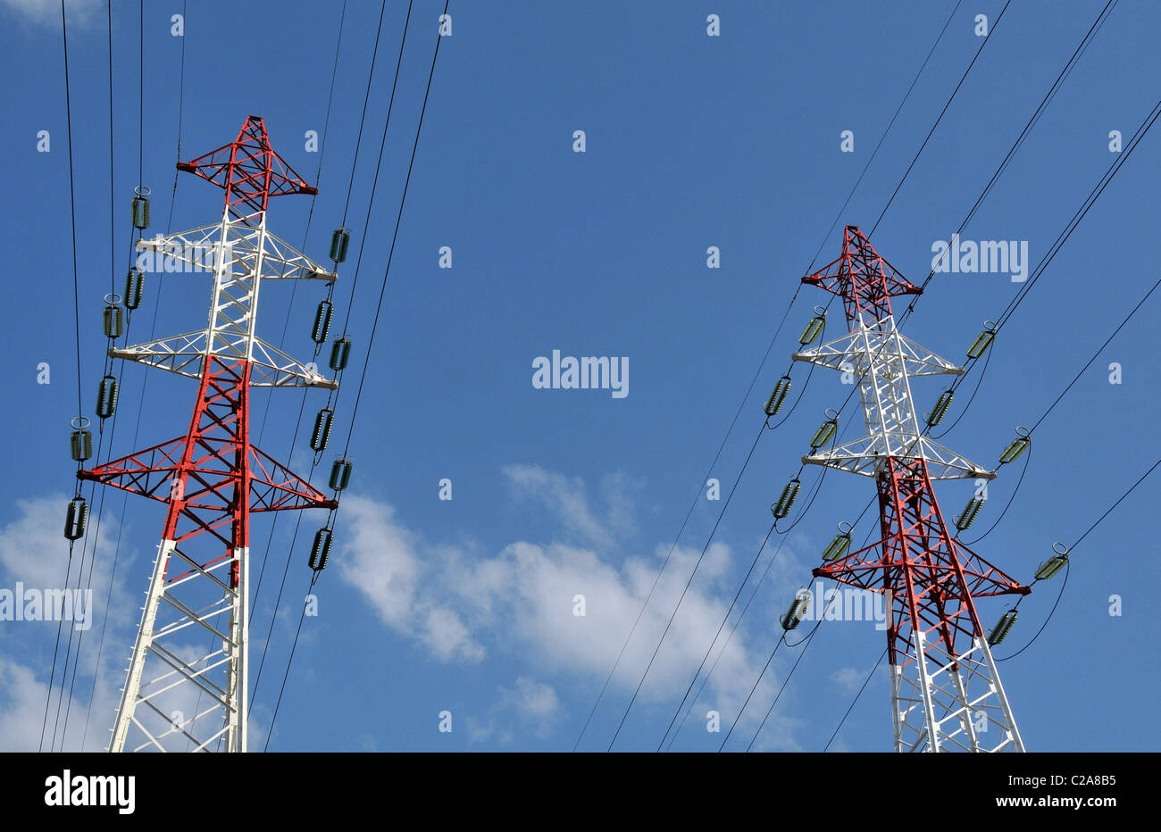 power lines pylon Auvergne France Stock Photo - Alamy