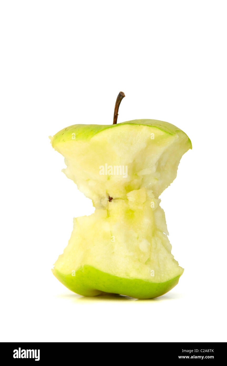 Eaten apple isolated in white Stock Photo - Alamy