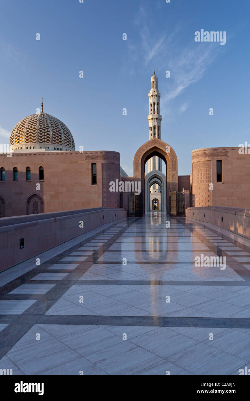 Exterior architecture of the Grand Mosque of Muscat, Oman Stock Photo ...