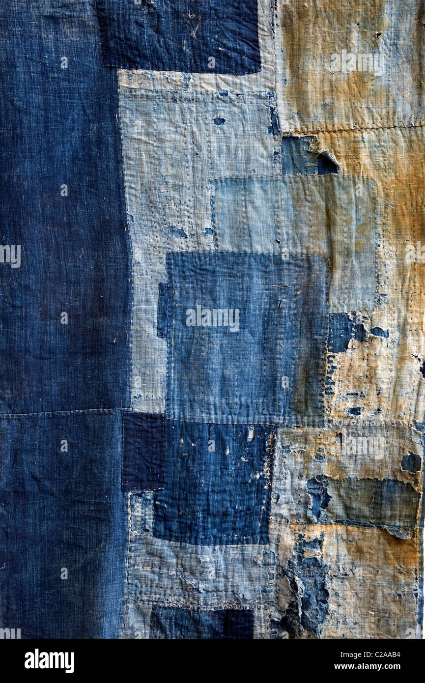 patchwork of old japanese fabrics Stock Photo - Alamy