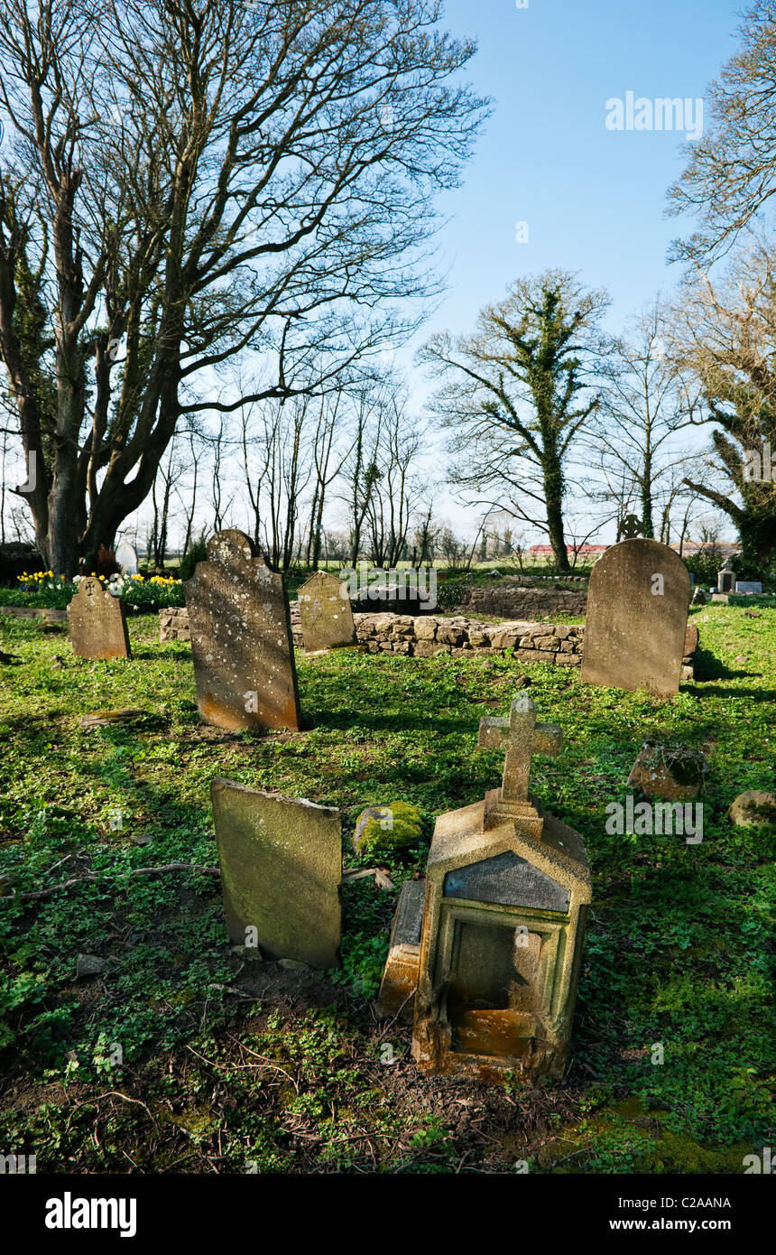 A wrecked shrine and gravestones in Saint Mobhi's medieval cemetery, in ...