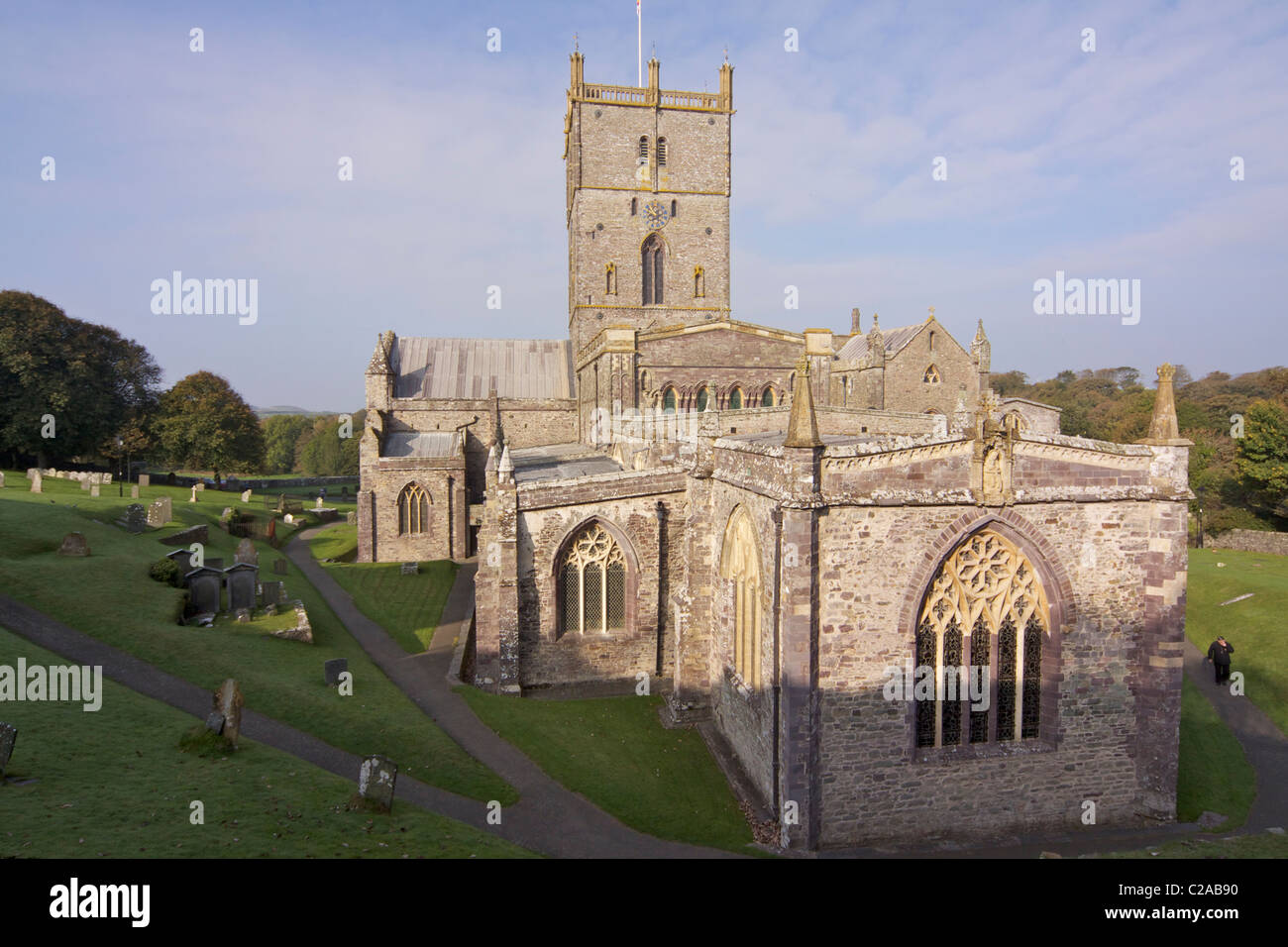 The stone built cathedral of St Davids (Welsh - Eglwys Gadeiriol ...