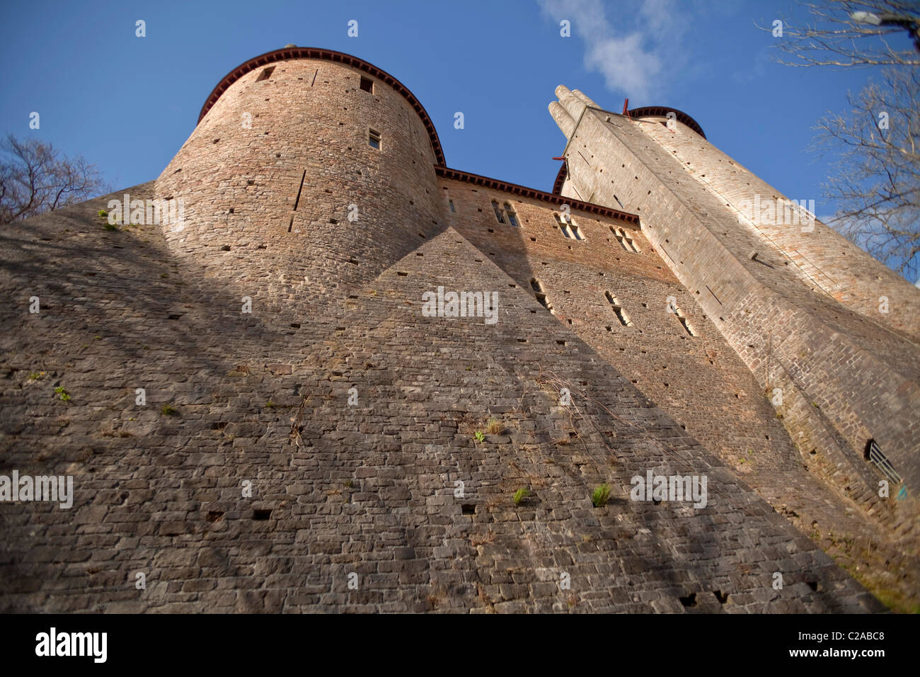 Exterior view of a buttressed tower Medieval Castle, Castell Coch ...