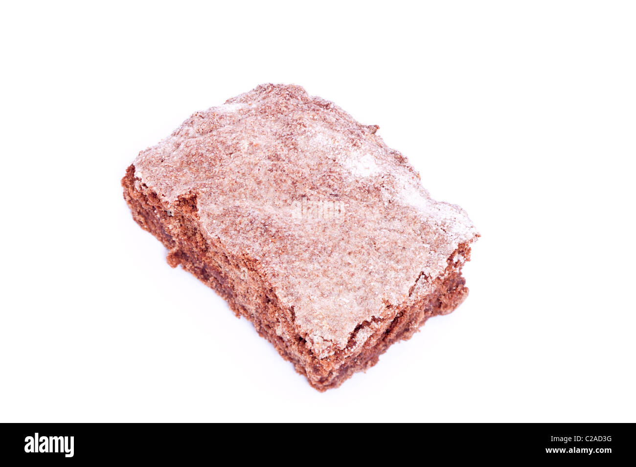 A slice of homemade chocolate crunch on a white background Stock Photo ...