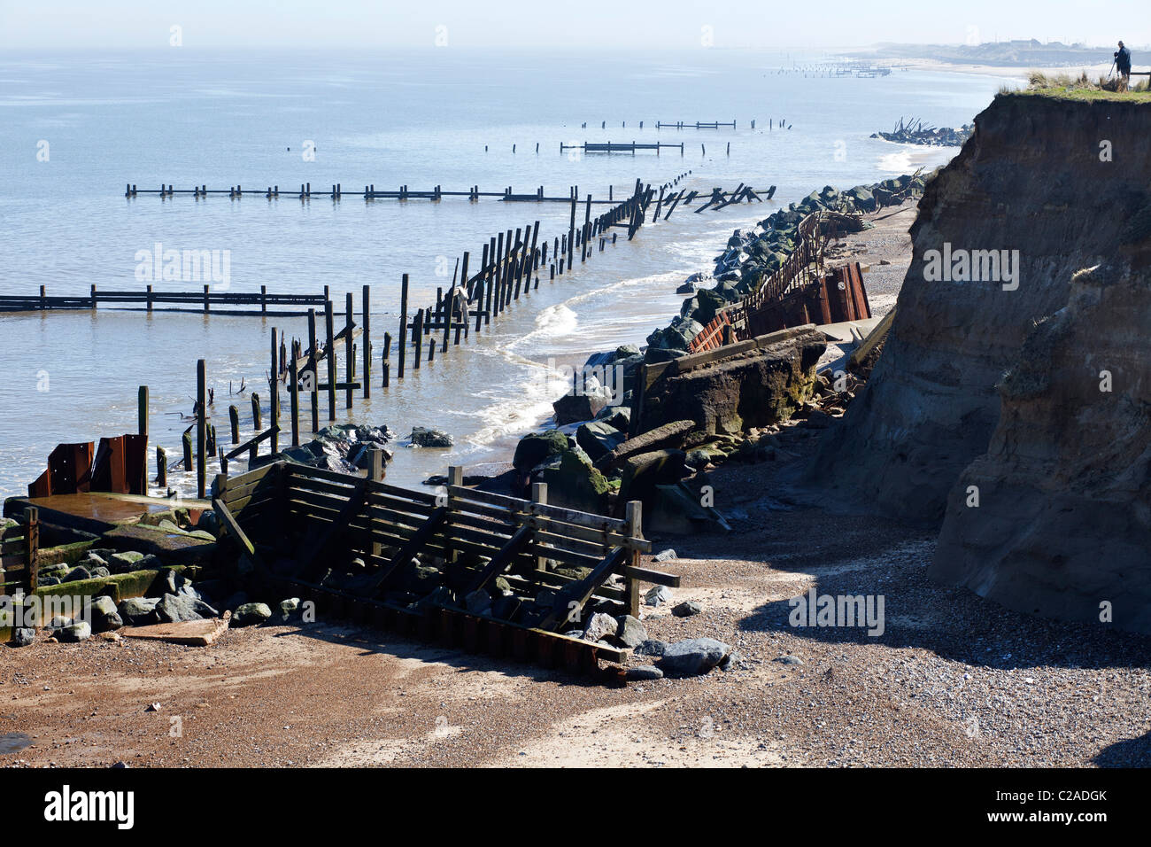 The failed "sea defences" at Happisburgh, Norfolk, UK Stock Photo - Alamy