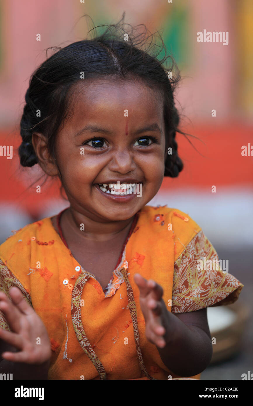 Indian girl smiling and clapping in her hands Andhra Pradesh South ...