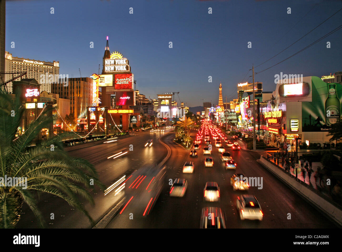 Night lighting night traffic on The Strip Las Vegas Nevada Stock Photo ...
