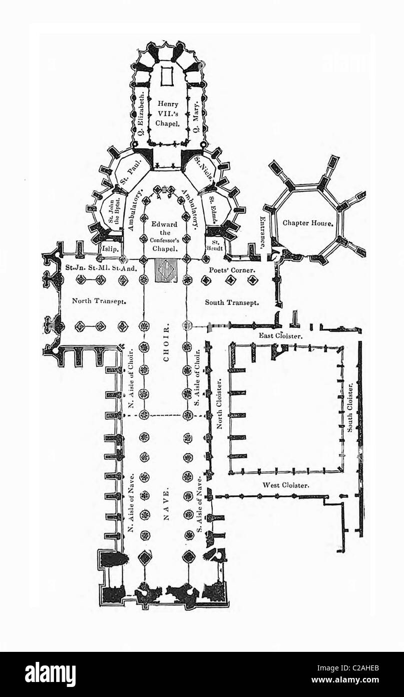 Westminster Abbey - Ground Plan (published 1842 Stock Photo - Alamy