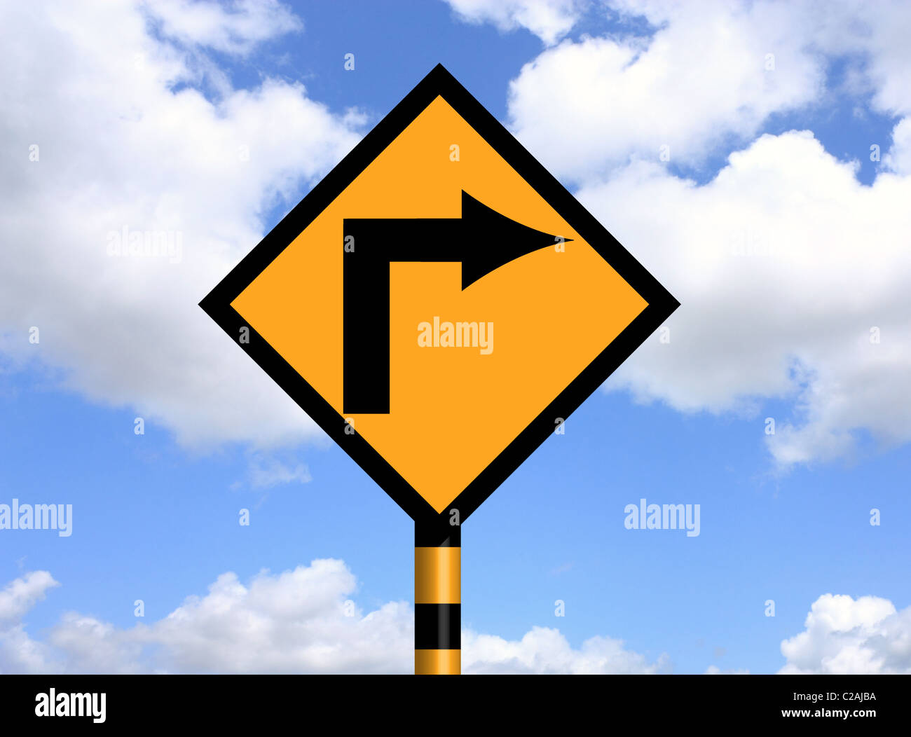 Signpost you to turn right in front for security Stock Photo - Alamy