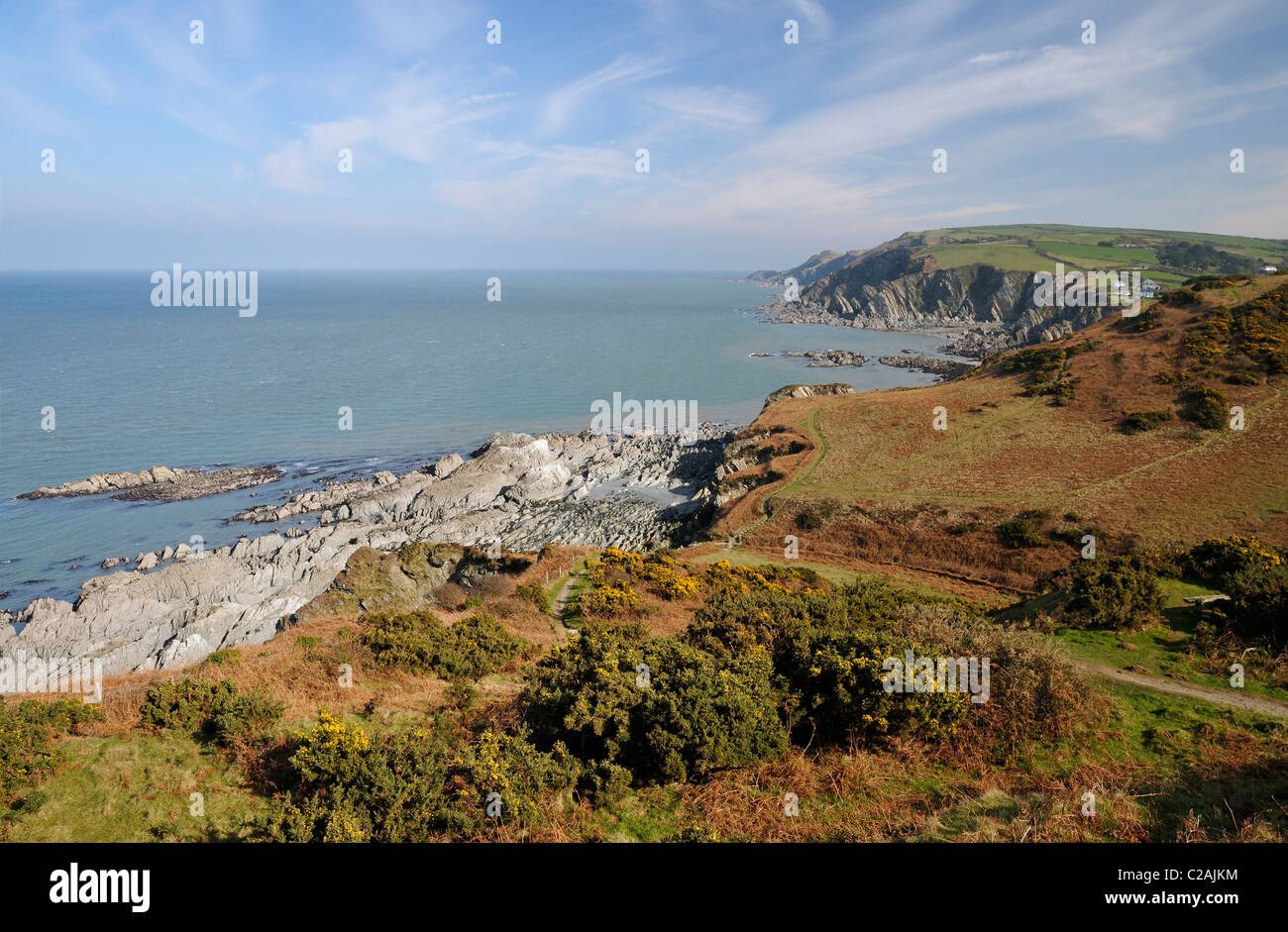 Lee Bay and Shag Point near Ilfracombe, North Devon Coast Path Stock ...